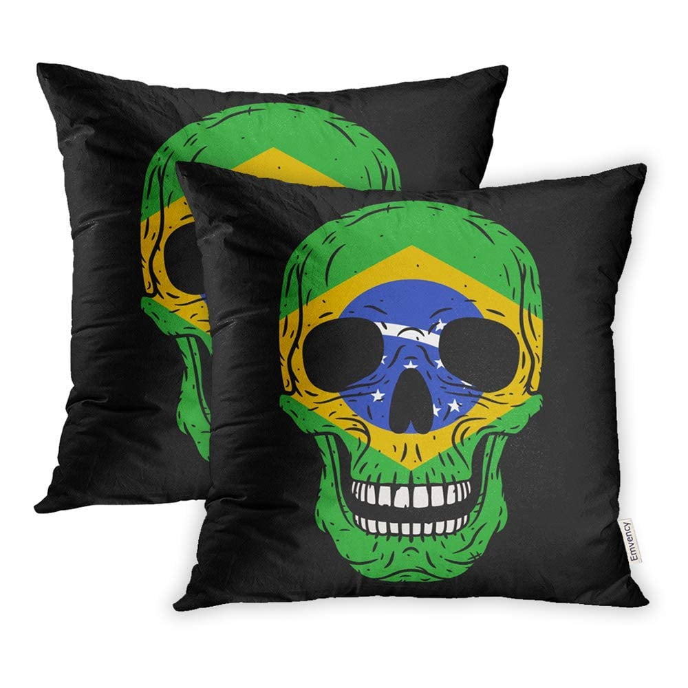 ARHOME Bone Human Skull Brazilian Flag Black Brazil Brutal Cartoon ...