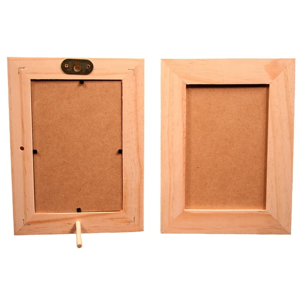 Pack of 6 - DIY Unfinished Wooden Picture Photo Frames - Stand or Hang on The Wall - Hold a 4x6 ...