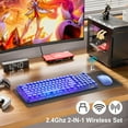Blue Light Up Keyboard and Mouse Wireless,Cute 2.4Ghz Cordless ...
