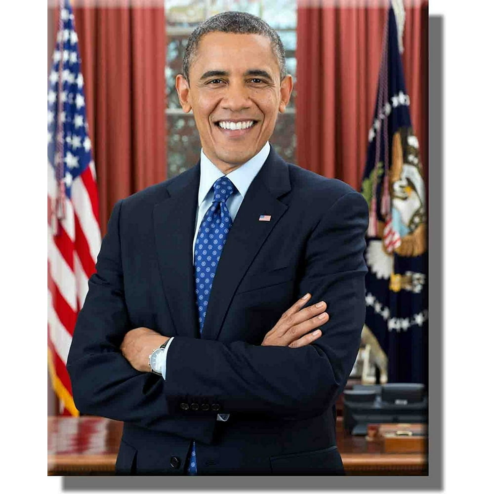 Portrait of President Barack Obama Picture on Stretched Canvas, Wall ...