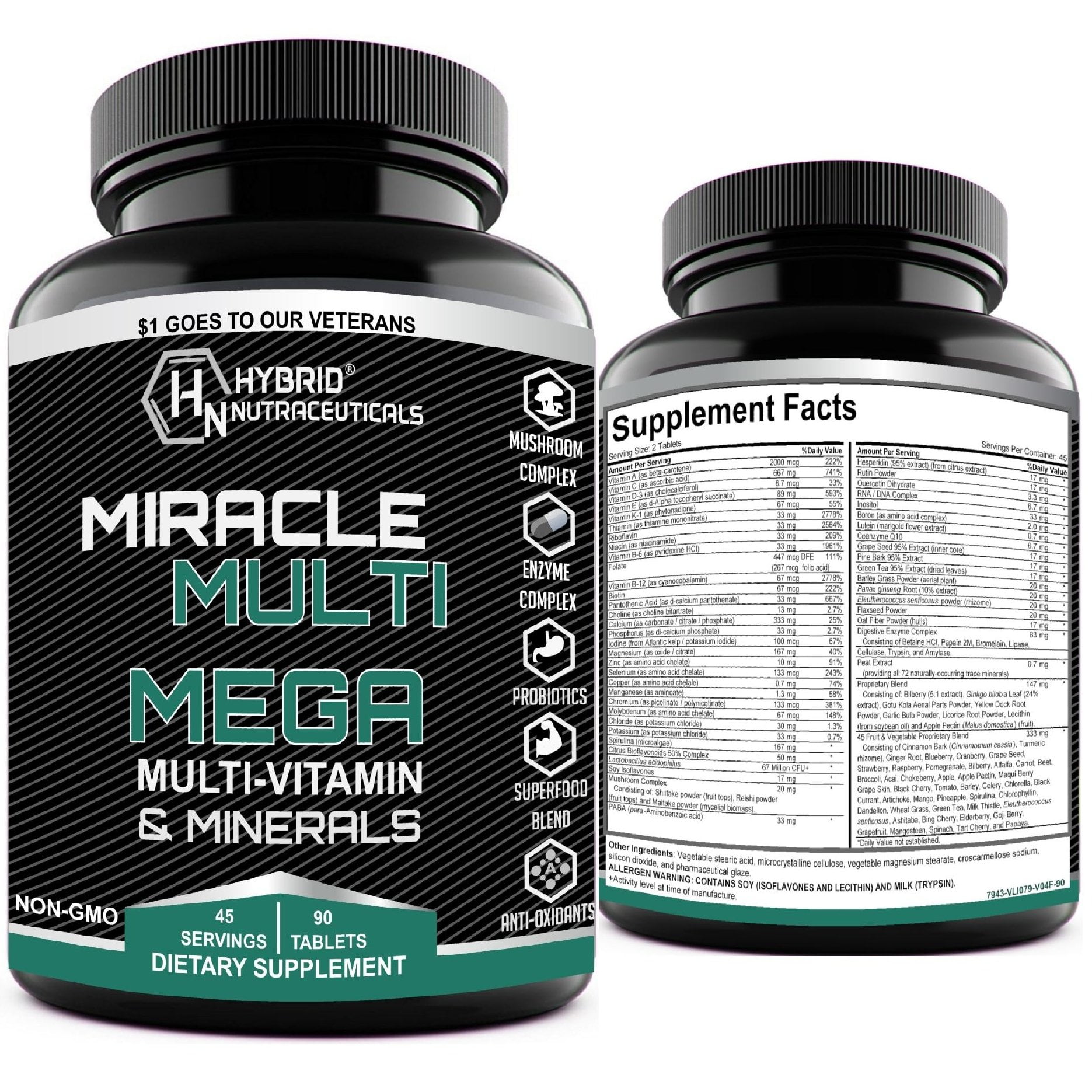 MiracleMulti MEGA MultiVitamin & Mineral with Probiotics – High Potency ...
