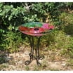 "18"" Solar Sea Turtle Water Dish Bird Bath with Metal Stand, Glass ...