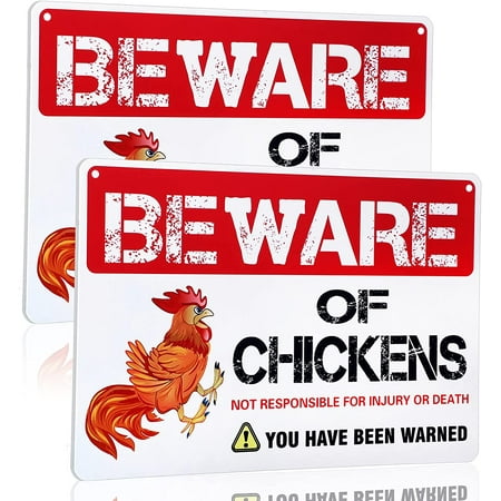 2 Pieces Beware of Chicken Sign Chickens Warning Sign Funny Chicken ...