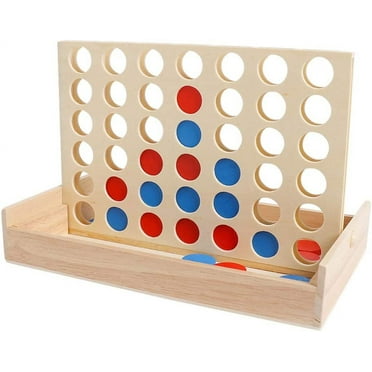 Wooden Connect 4 in A Row Strategy Board Game Set with Storage Box for ...