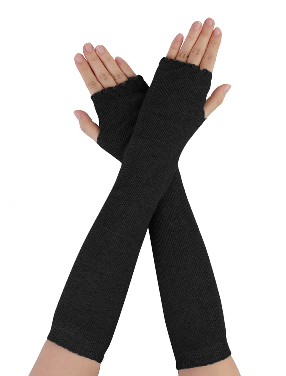 Allegra K Women's Elbow Length Thumbhole Arm Warmer Fingerless Gloves ...