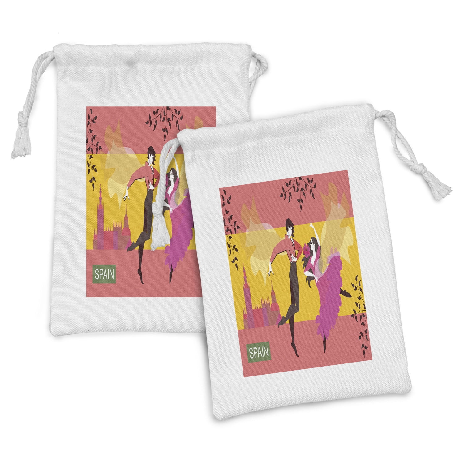 Travel Fabric Pouch Set of 2, Young Spanish Dancer Woman and Man with ...
