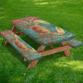 ADECORIVY Coastal Crab Picnic Table Cover with Bench Covers, Waterproof ...