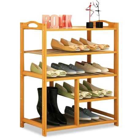 Bamboo Shoe Rack with Boots Storage, 5 Tier Boot Shelf for Closets ...