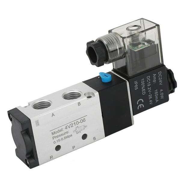 Solenoid Air Valve, 2 Position 5 Way DC24V Direct Acting Pneumatic ...