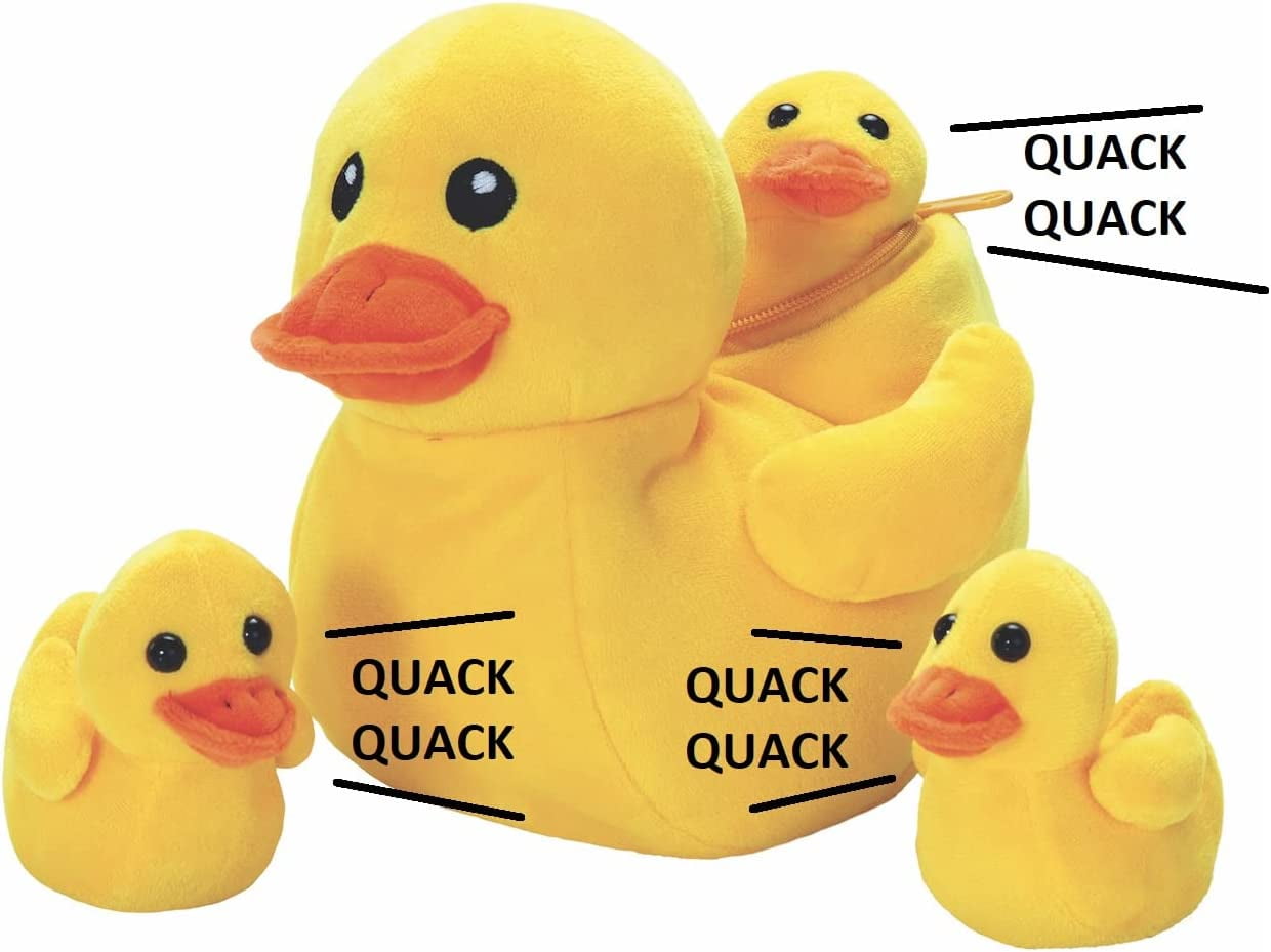 KOVOT Cute Plushie Toy Duck Family - Mother Duck with Zipper Case & 3 ...