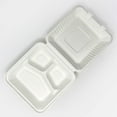 100% Compostable Clamshell 8X8" 3-Compartment 50-Pack Disposable Eco ...