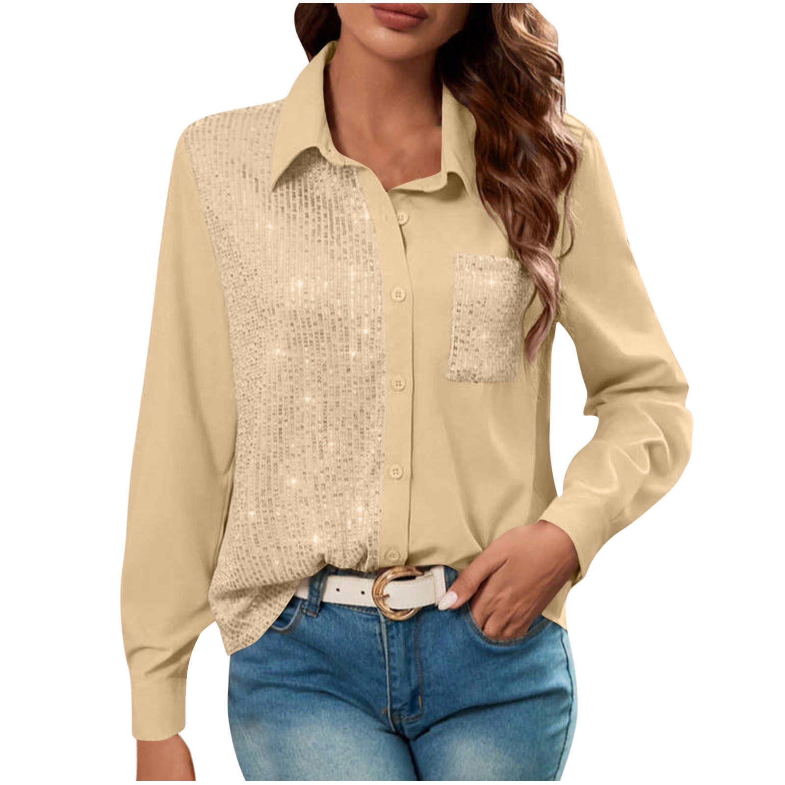 Click here for Blvb Womens Sequin Button Down Shirts Long Sleeve... prices