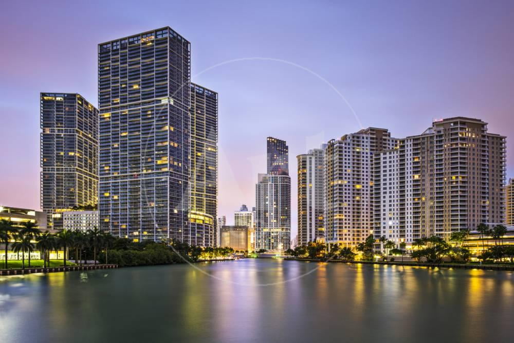 Miami, Florida, USA at Brickell Key and Miami River, Unframed ...