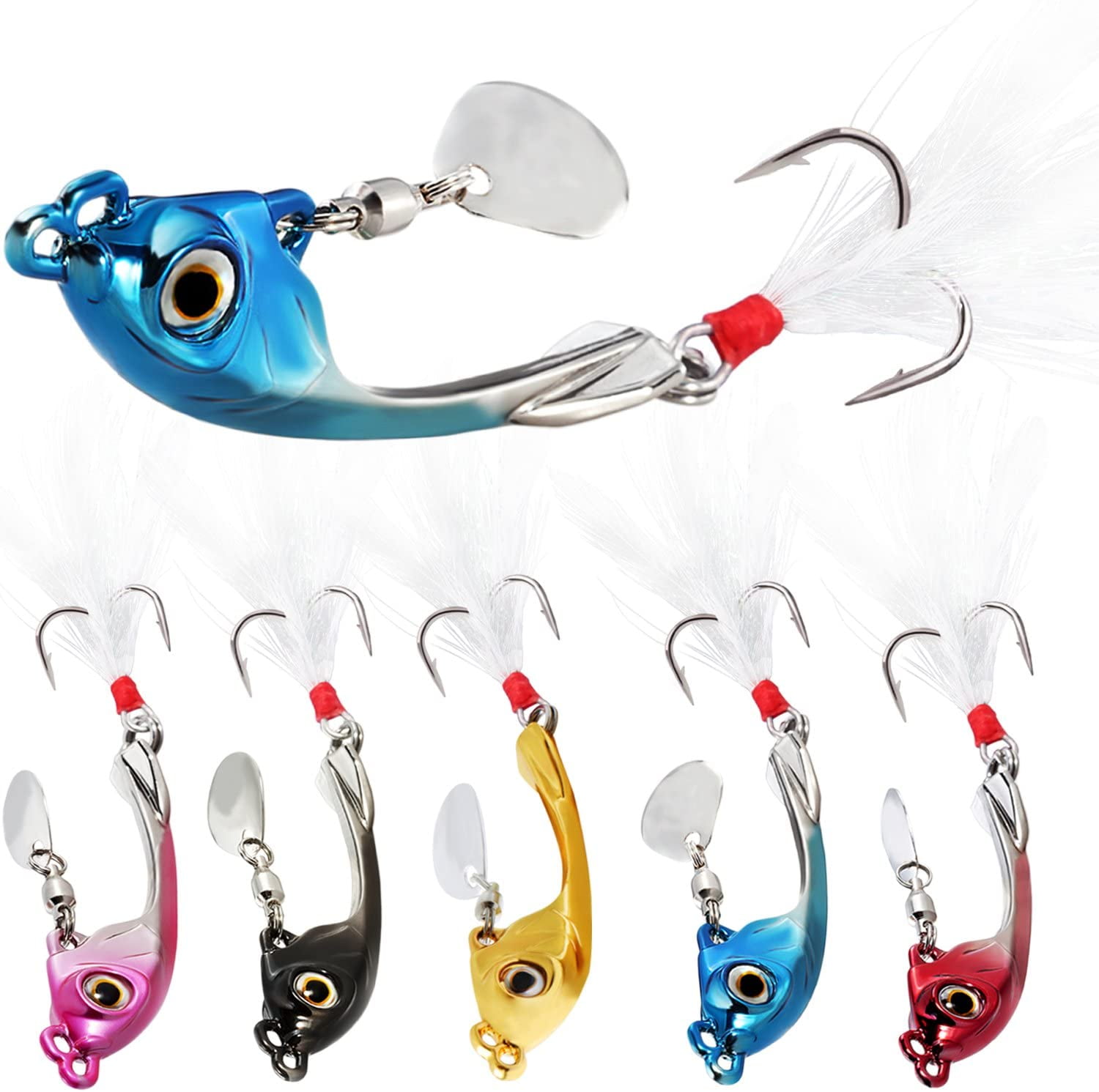 Sougayilang 5 Pack Jigs Fishing Lures Sinking Metal Spoons Micro ...