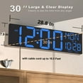 30" Large Digital Wall Mount Clock with Remote Control, Alarm, Big LED ...