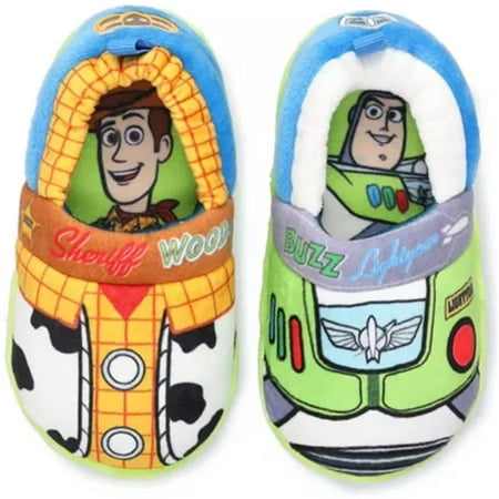 Disney Boy's Toy Story Buzz Lightyear and Woody Slippers (Green/Multi ...