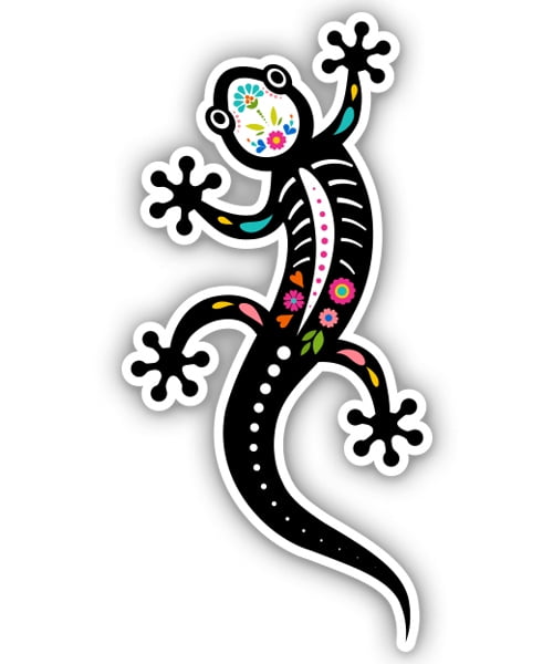 Cute Lizard Mexican Sugar Skull - 5" Vinyl Sticker - For Car Laptop I ...