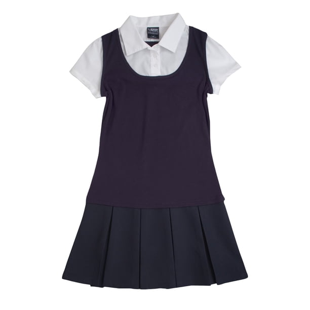 Girls Pleat 2-Fer Dress - Walmart.com