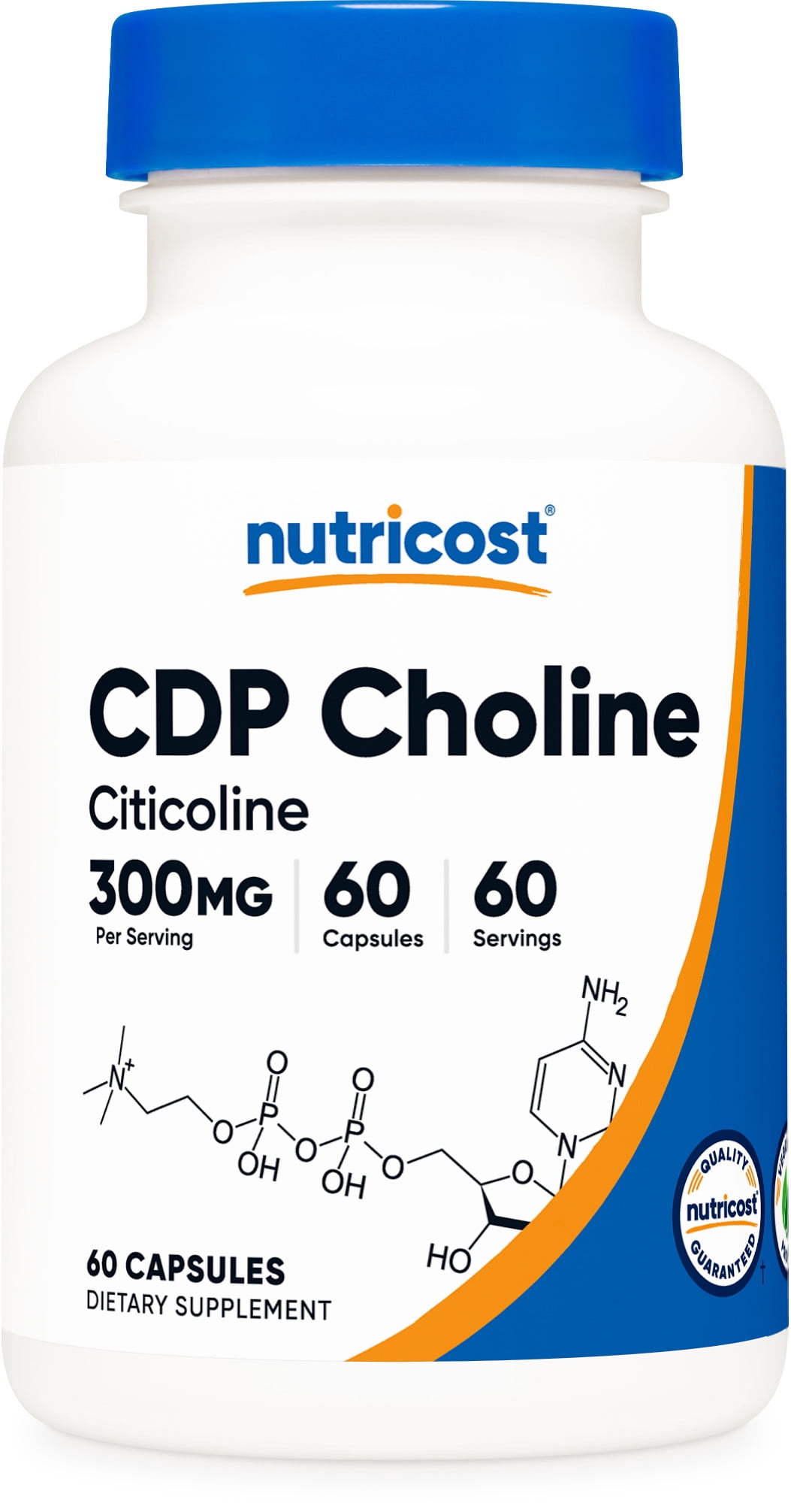 Nutricost CDP Choline, Citicoline, 300mg, 60 Vegetarian Capsules - Non ...