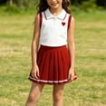 DJDLJWCJ Girls School Uniform Outfits Set 2 Piece Sleeveless Collared ...
