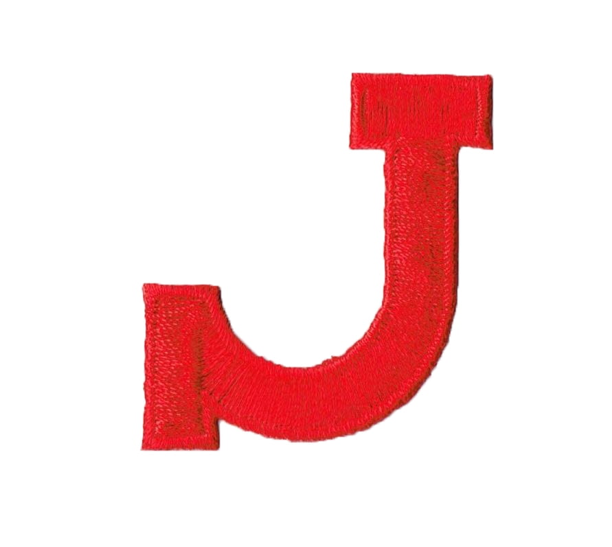 Alphabet Letter - J - Color Red - 2" Block Style - Iron On Embroidered ...