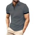 Antinious Men Patchwork Button Collar Short Sleeve Trendy Breathable ...