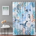 Bathroom Shower Curtain Watercolor Whale Jellyfish Starfish Waterproof ...