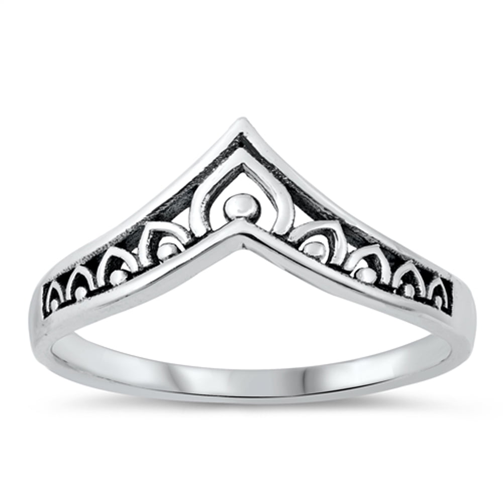 Chevron V Shape Filigree Ring .925 Sterling Silver Band Jewelry Female ...