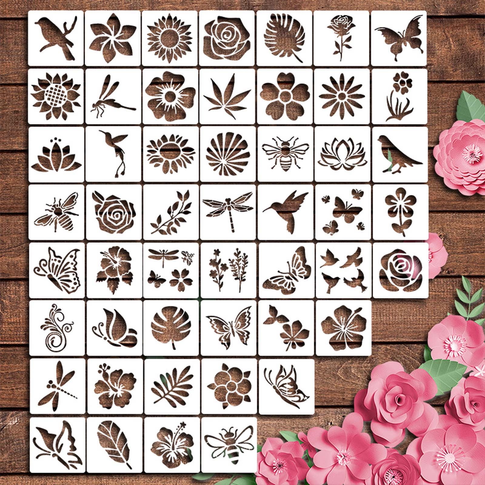 Click here for Blaxill Large Floral Painting Stencils Set 50pcs R... prices