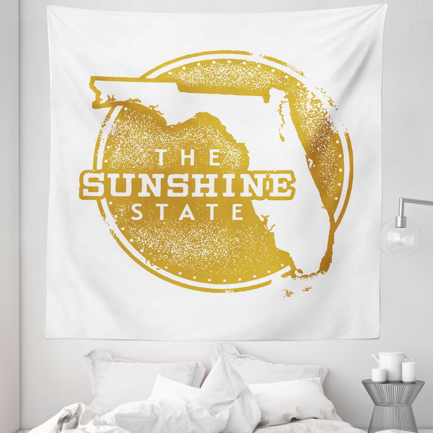 Florida Tapestry, City Map with a Circular Design and Grunge Effect the ...