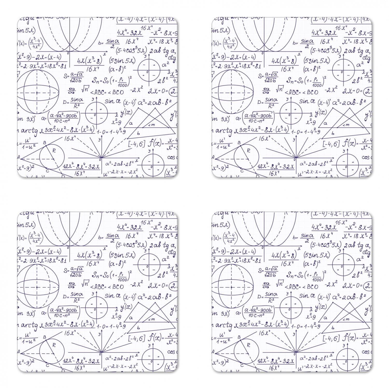 Modern Coaster Set of 4, School Genius Smart Student Math Geometry ...