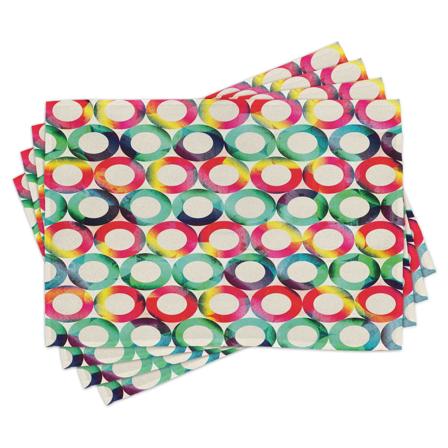 Ambesonne Hipster Place Mats Set of 4, Retro Spots, Standard Size ...