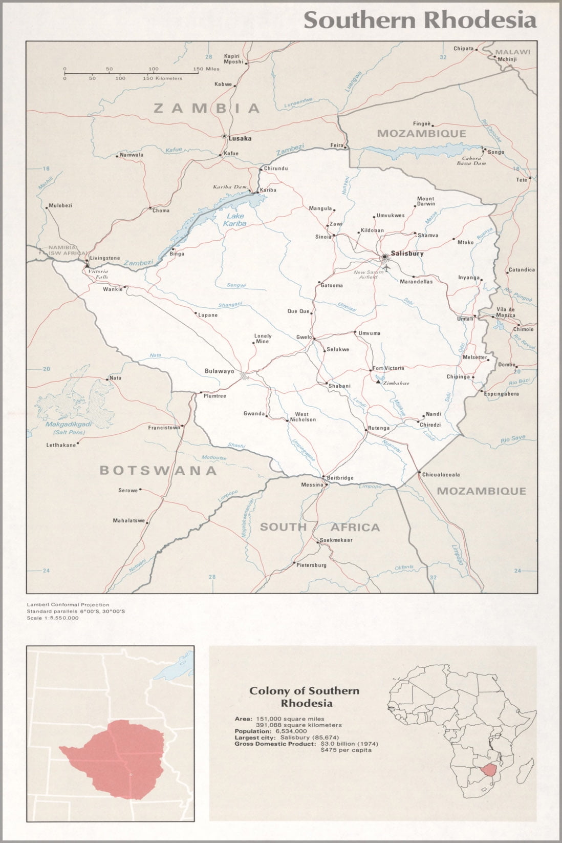 24"x36" Gallery Poster, cia map of Southern Rhodesia 1976 - Walmart.com