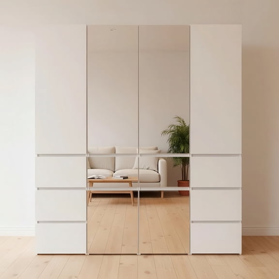 Elise Modular Wood Closet System with Mirror in White - Walmart.com