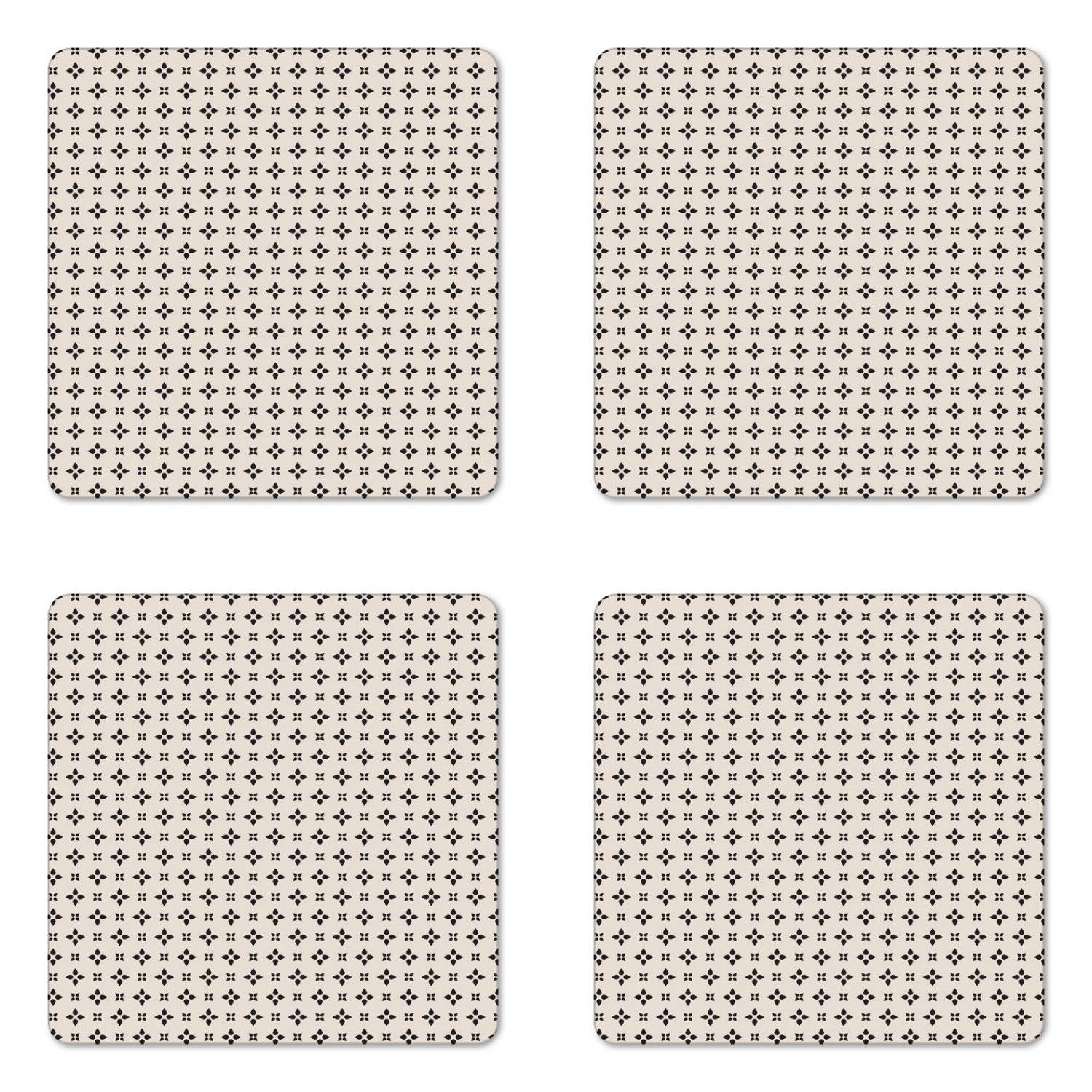 Geometric Coaster Set of 4, Continuous Style Ornamental Teardrop Shapes ...