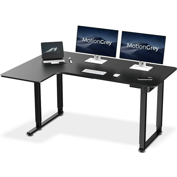 MotionGrey Eco Ergo2 L Shape Standing Desk Height Adjustable Electric ...