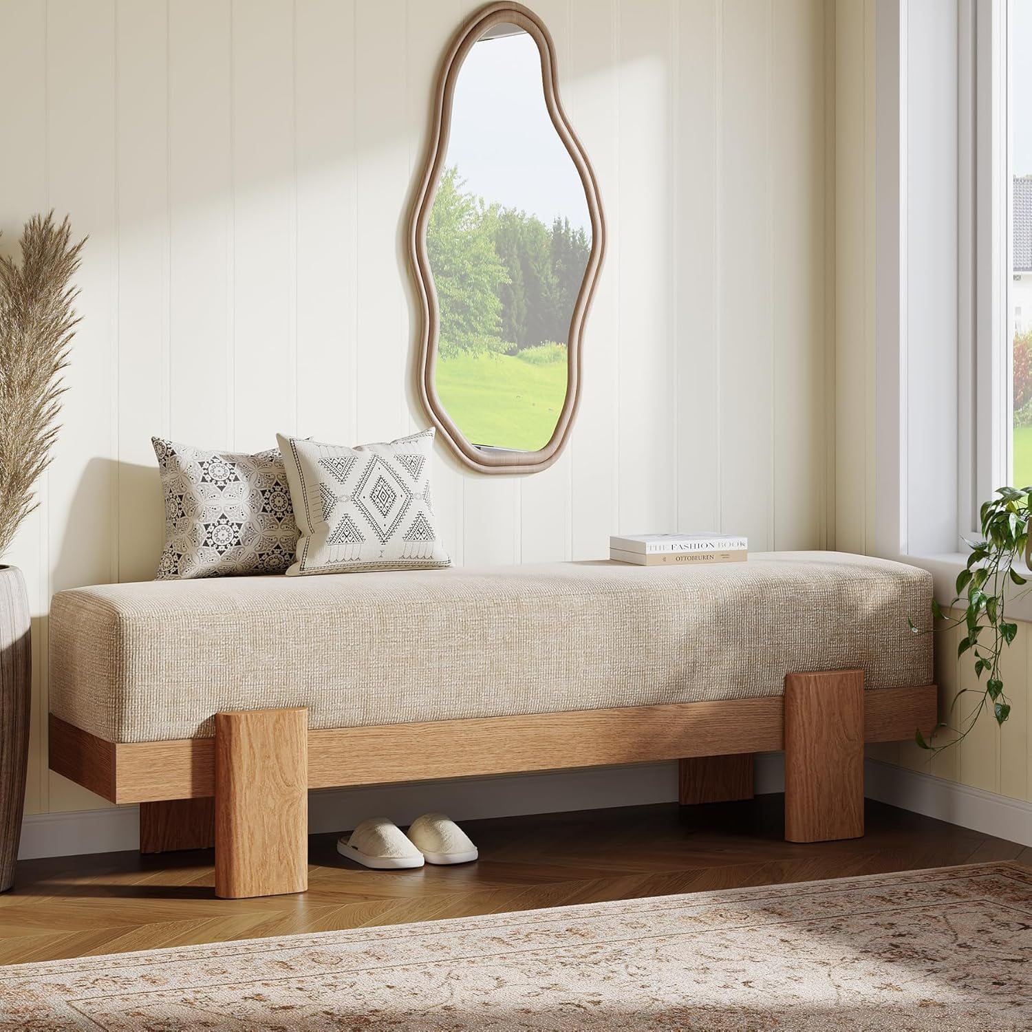 Click here for Tribesigns 55-Inch Upholstered Entryway Bench  Mod... prices