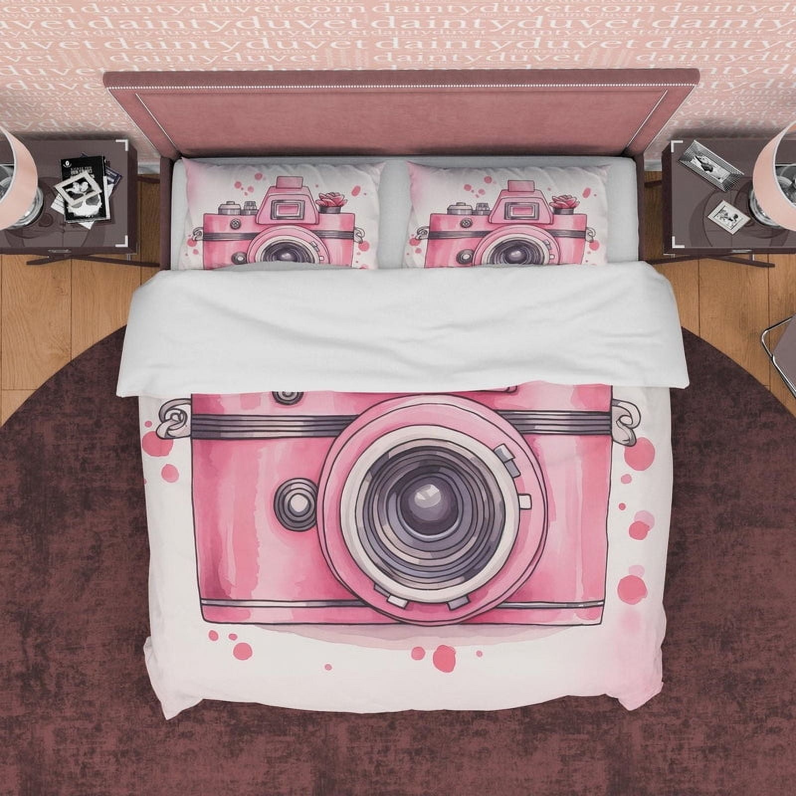 Camara Retro Doona Cover Baby Pink Bedding, Vintage Girly Bedroom Set ...