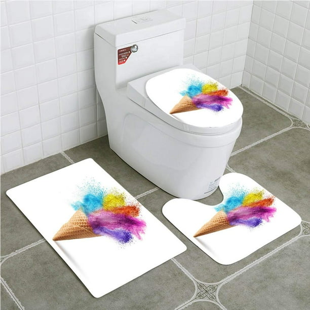 JSDART Wafer Cone Colored Powder Explosion 3 Piece Bathroom Rugs Set ...