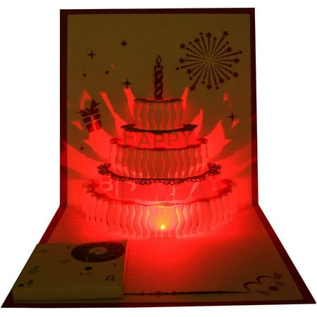 Recordable Pop Up Cards, Birthday Cake Card,Happy Birthday Card,LED ...