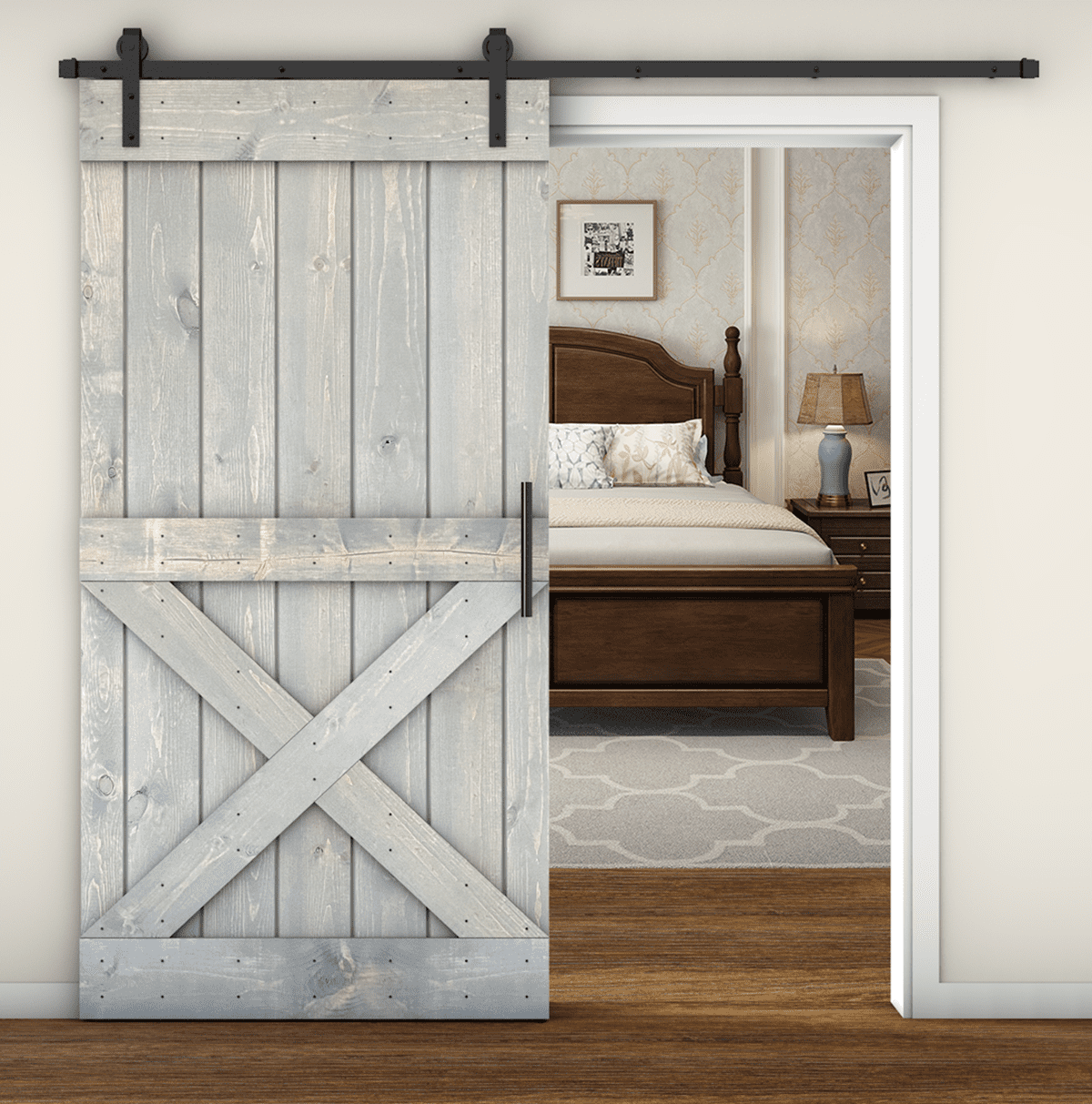 Essencaliy 42in x84in Solid Wood Barn Door, Made-in-USA Farmhouse ...