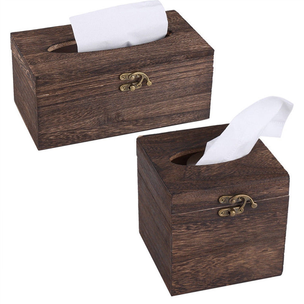 Washranp Wooden Facial Tissue Box Cover,Square/Rectangular Paper Holder ...
