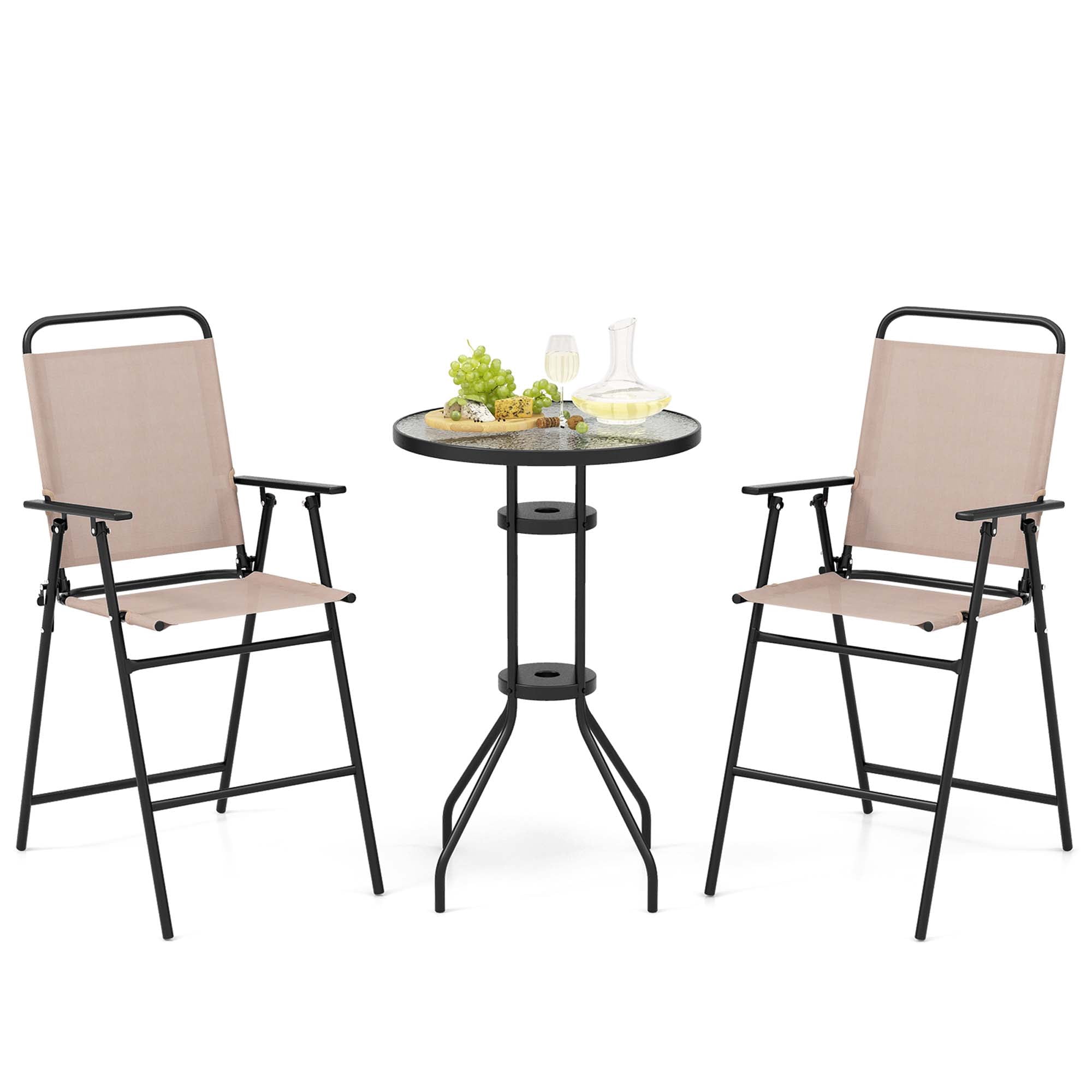 Click here for Costway 3pcs Patio Bistro Set Folding Chairs Round... prices
