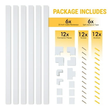 Wall Cord Cover 20" White (2 pack) - Walmart.com