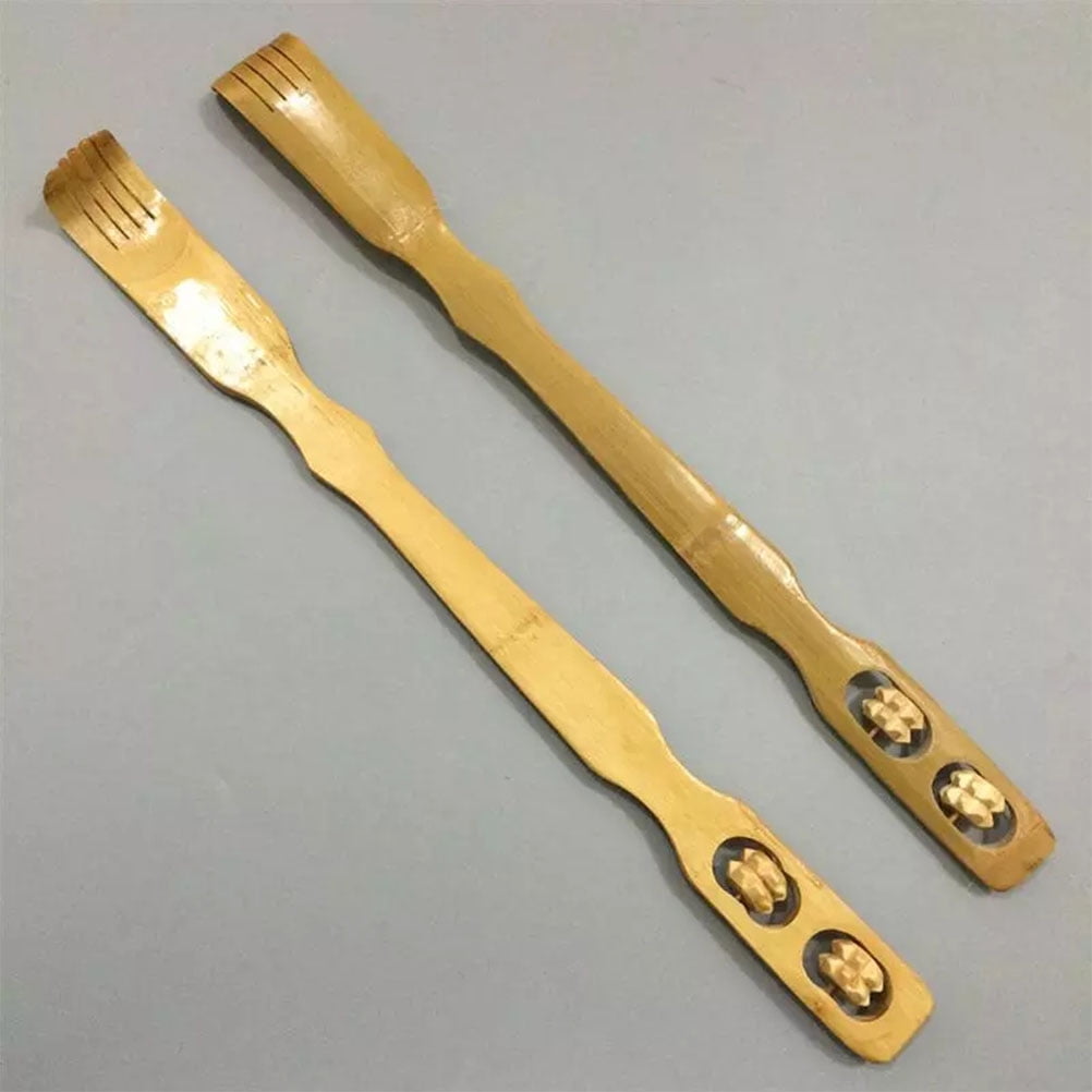 18" Great Bamboo Wood Back Scratcher With 2 Rollers Back Scratcher ...