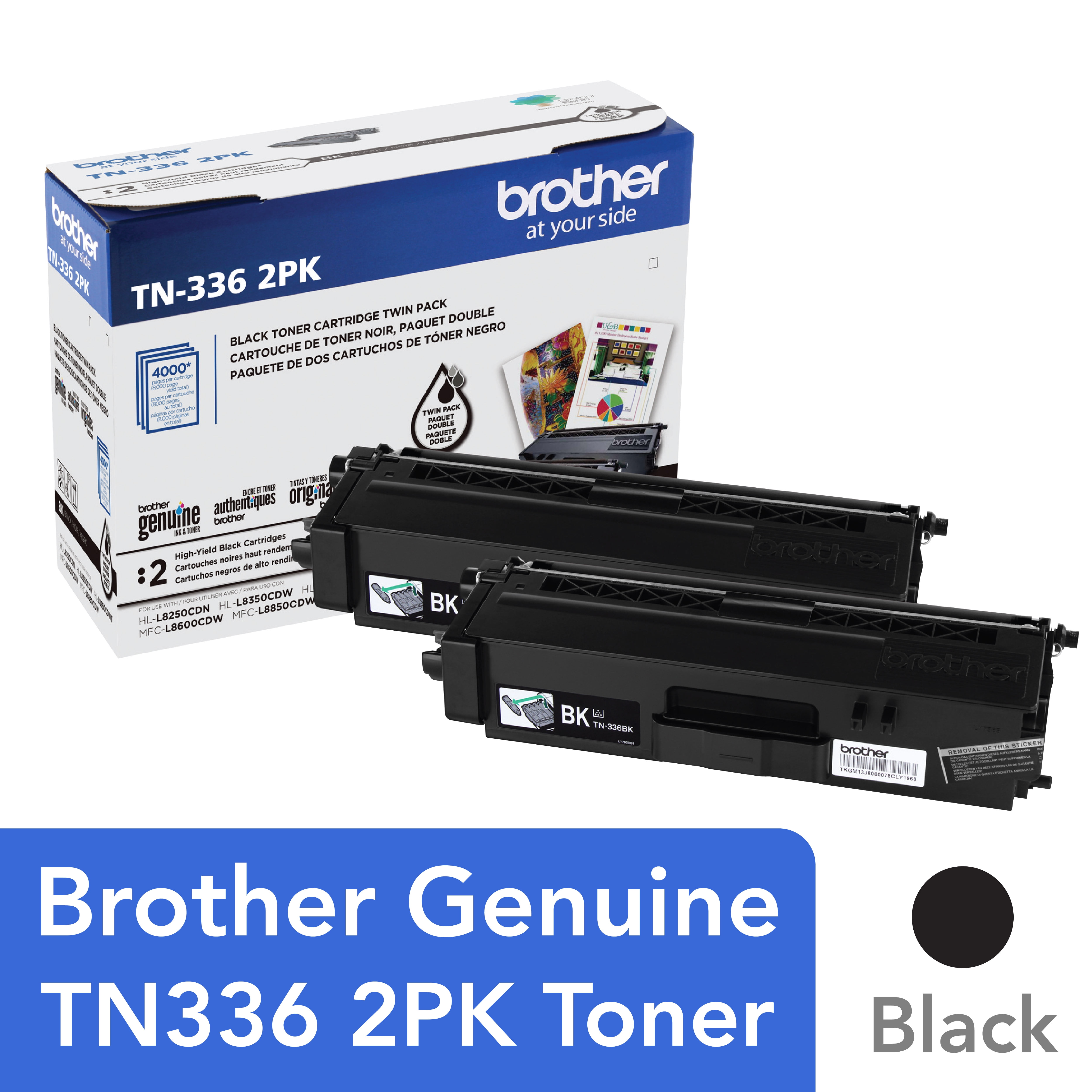 Brother Genuine High-Yield Black Toner Cartridge Twin Pack TN3362PK ...
