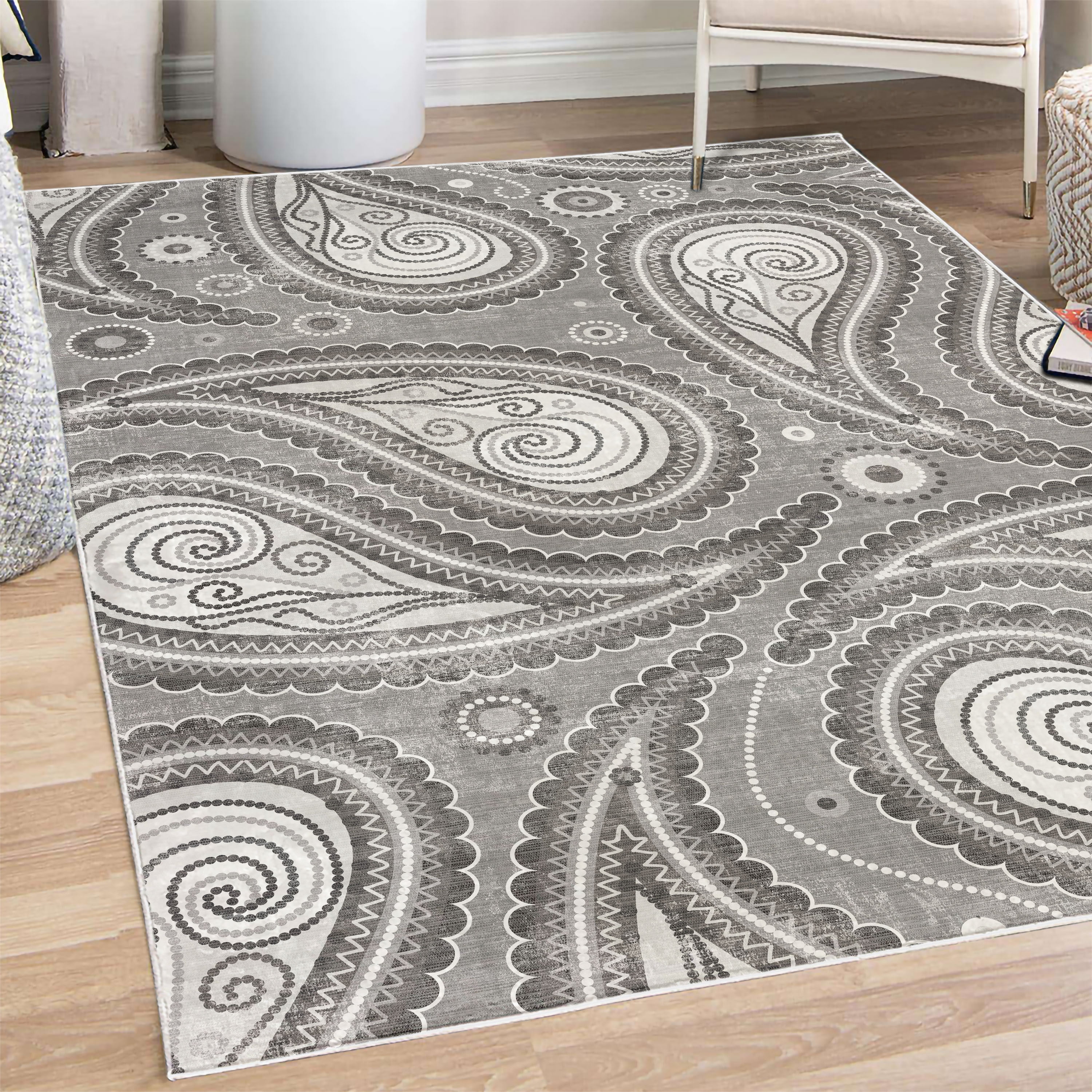 Paisley Decorative Rug, Continuous Fig Like Motifs Pattern Mandala ...
