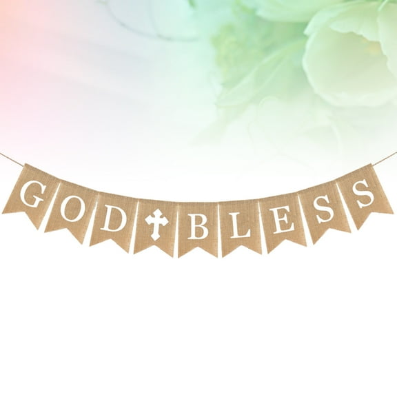 Christening Cross & Dove Garland Banner - Baptism, Wedding, Baby Shower ...