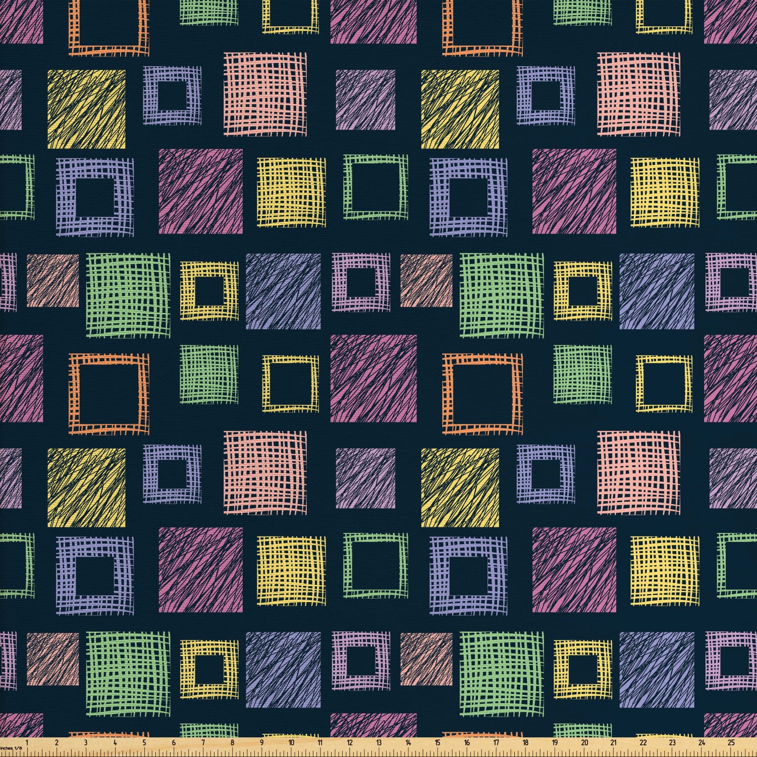 Geometric Sofa Upholstery Fabric by the Yard, Pattern with Squares Hand ...
