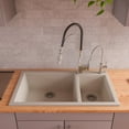ALFI brand AB3319DI-B Biscuit 34" Double Bowl Drop In Granite Composite ...